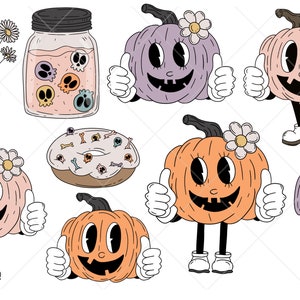 Groovy Halloween Clipart, Groovy Clipart Bundle, Fall Clipart, Pastel ...