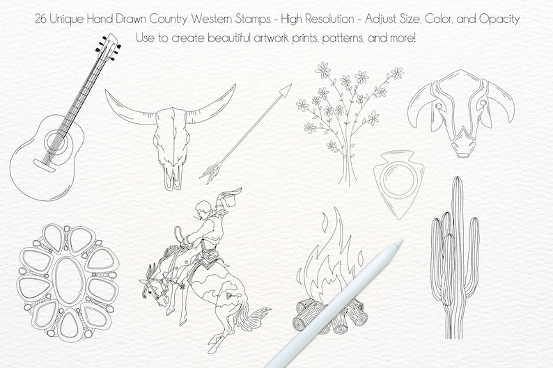 Procreate Stamps, Western Procreate Brushes, Procreate Tattoo Brush ...