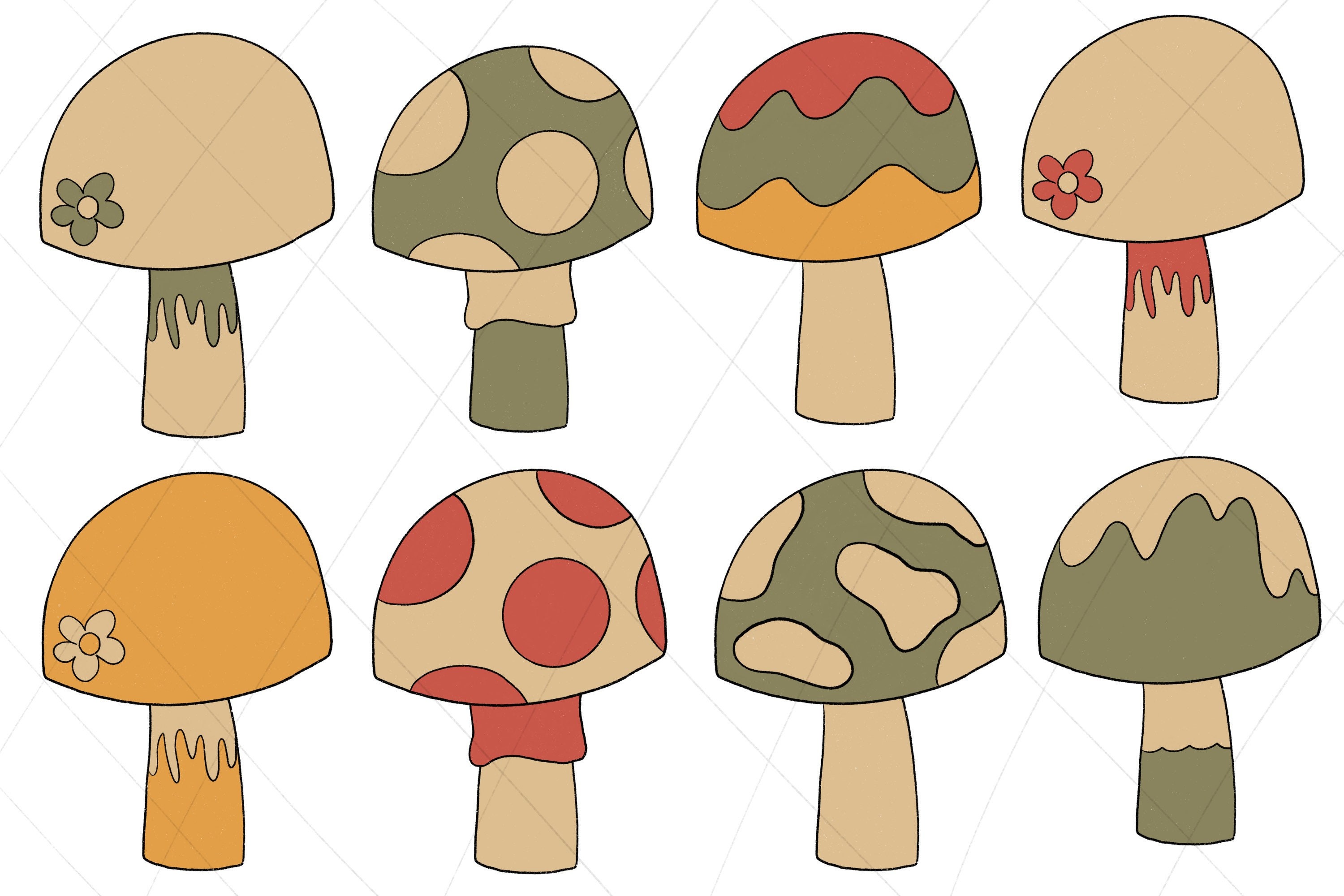 Groovy Mushroom Clipart Groovy Fall Clipart Retro Fall Clip - Etsy