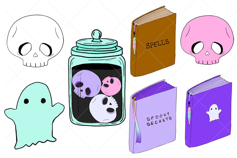 Pastel Halloween Clipart Pastel Goth Clipart Spooky Pastel - Etsy