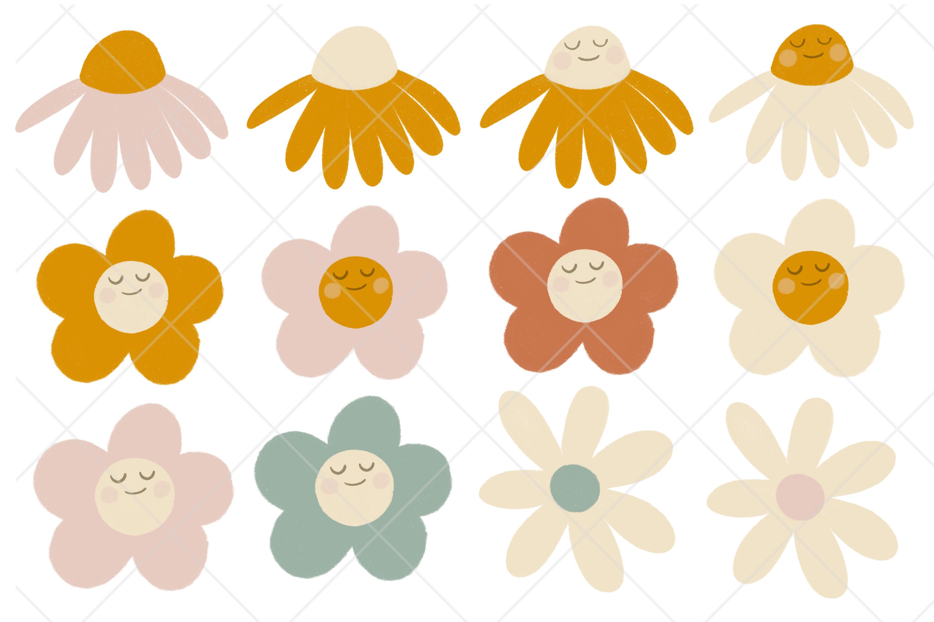 Daisy Clipart, Cute Flower Clipart, Kawaii Flower Clipart, Daisy Clip ...