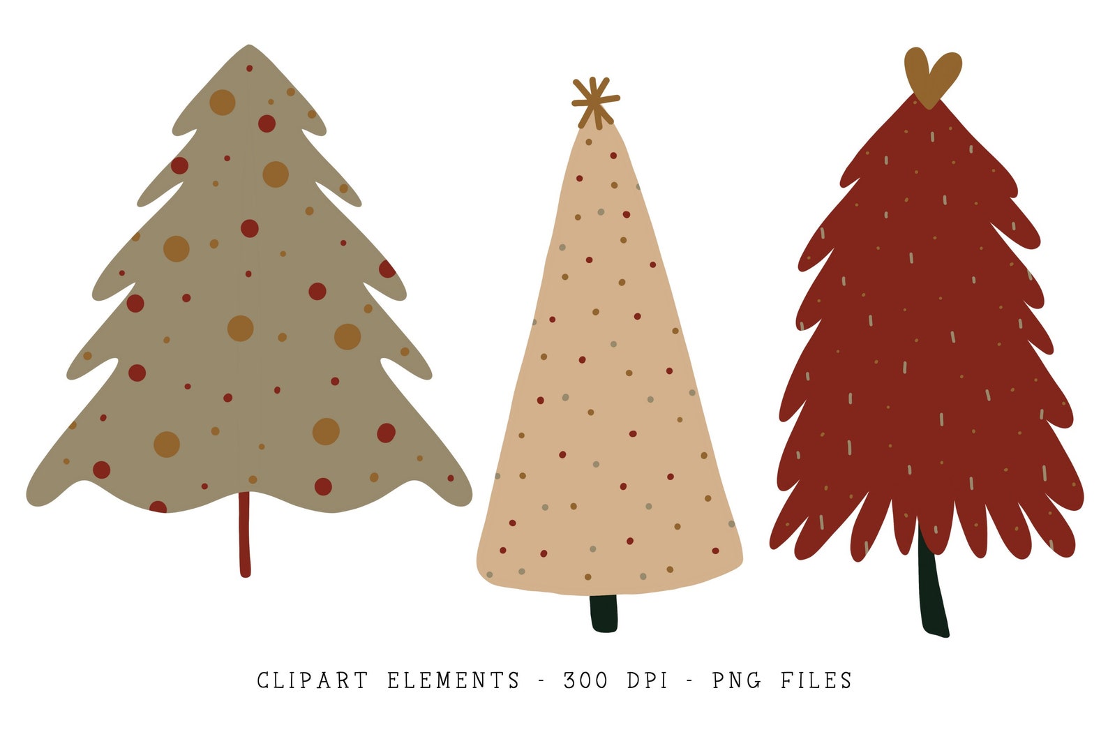 Christmas Tree Clipart, Boho Christmas Clipart, Christmas Clip Art ...