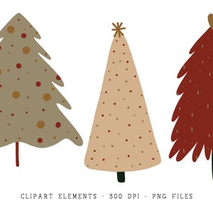 Christmas Tree Clipart, Boho Christmas Clipart, Christmas Clip Art ...