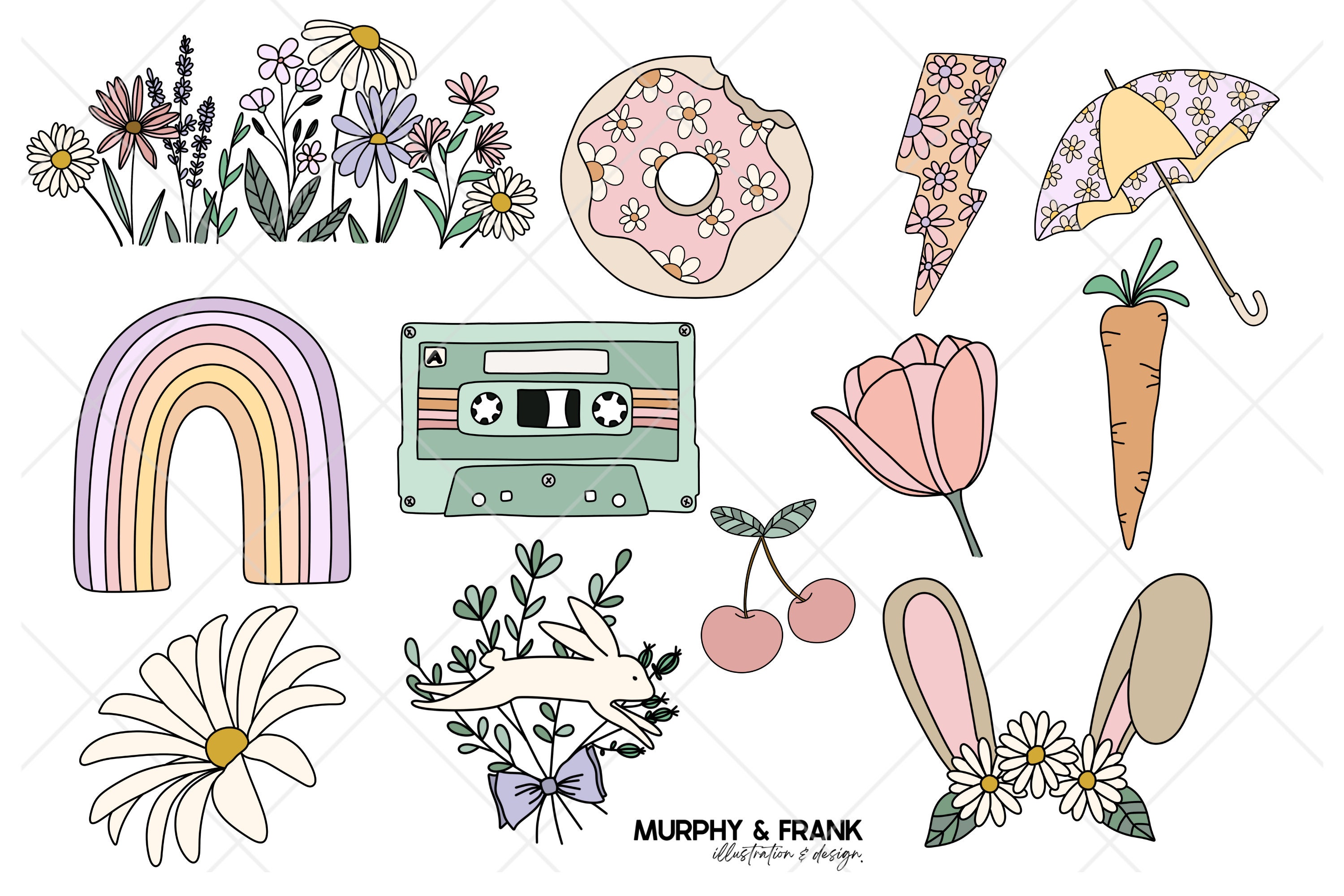 Spring Clipart Easter Clipart Groovy Clipart Retro Clipart - Etsy Australia
