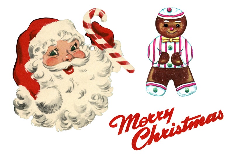 Vintage Santa Clipart, Vintage Christmas Clipart, Retro Santa Png ...