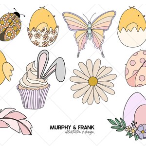 Spring Clipart, Easter Clipart, Groovy Clipart, Retro Clipart, Easter ...