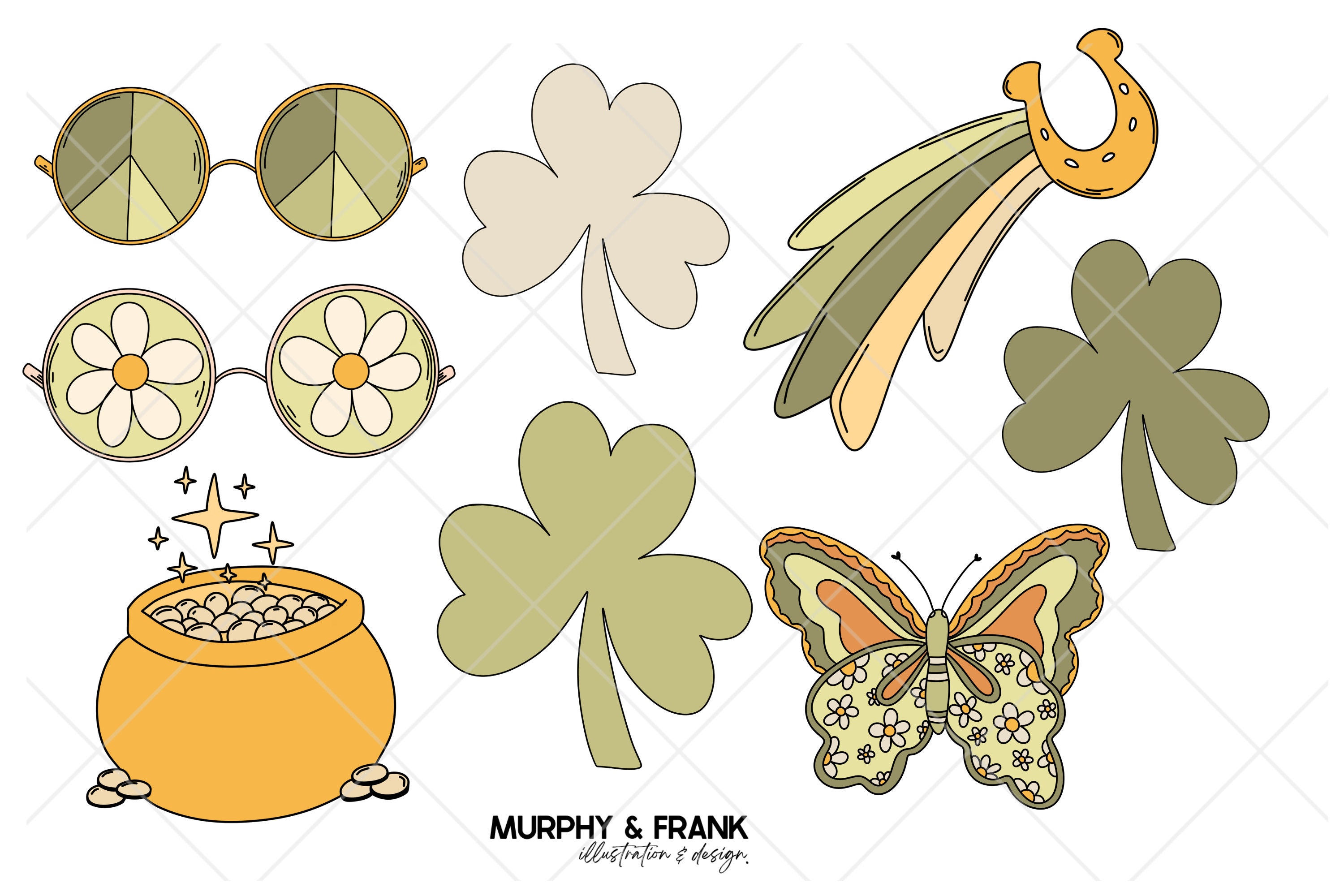 Retro Clipart, St Patricks Day Clipart, Spring Clipart, Retro St ...