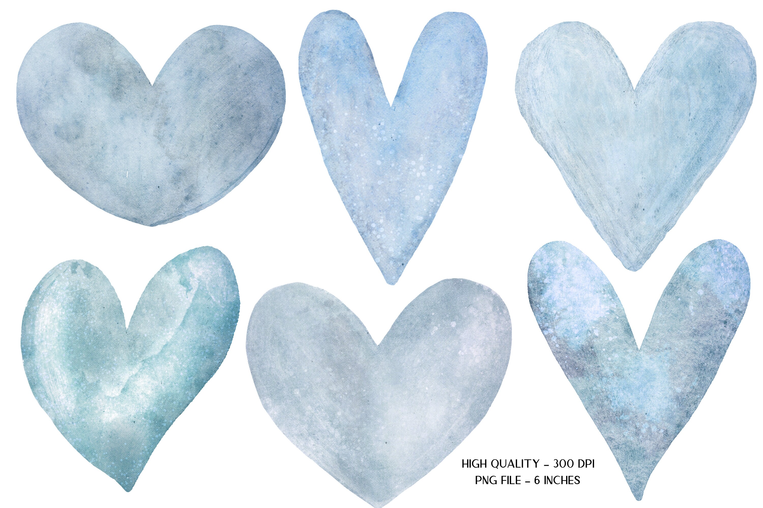 Watercolor Heart Clipart, Watercolor Heart Png, Blue Heart Clip Art ...