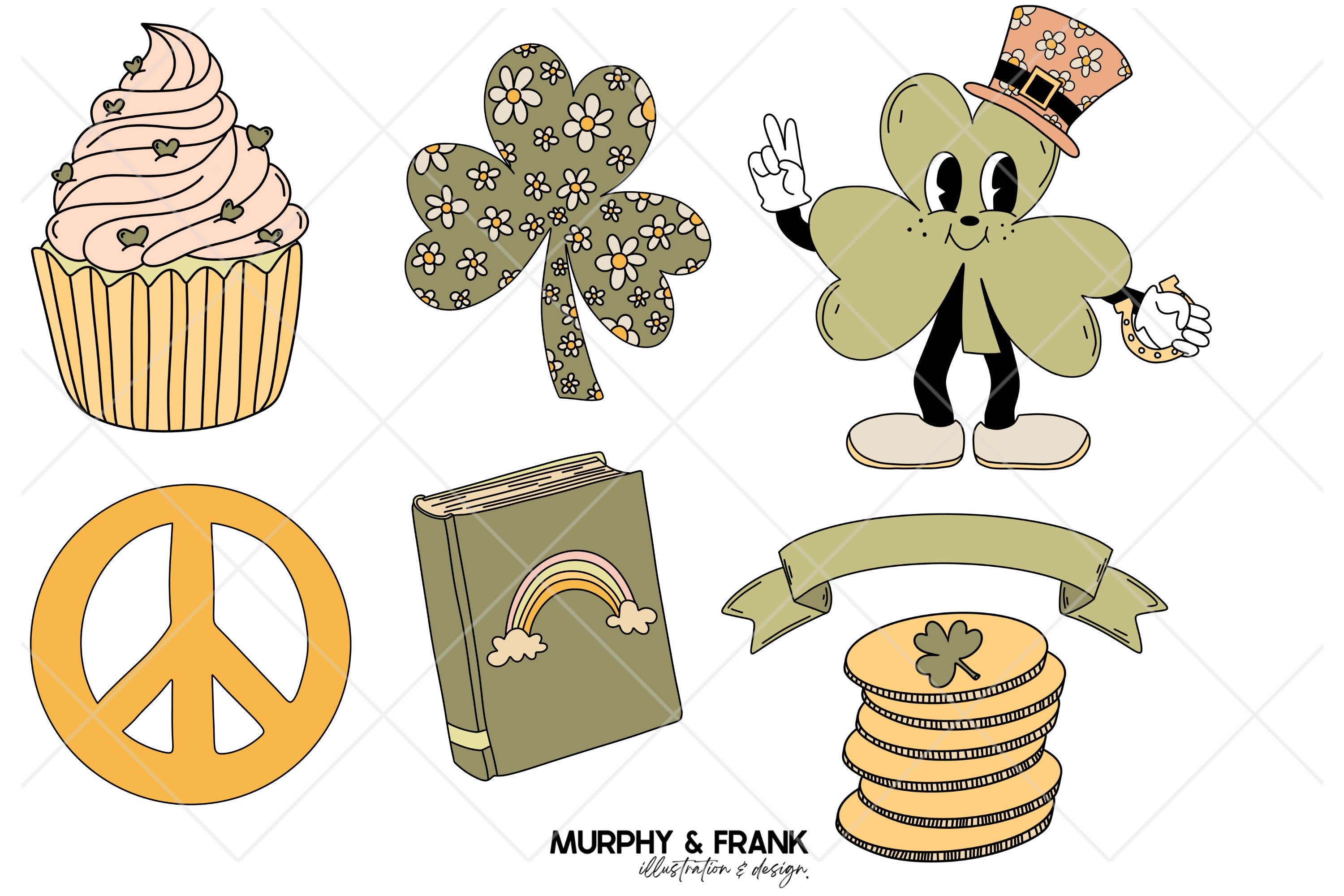 Retro Clipart, St Patricks Day Clipart, Spring Clipart, Retro St ...