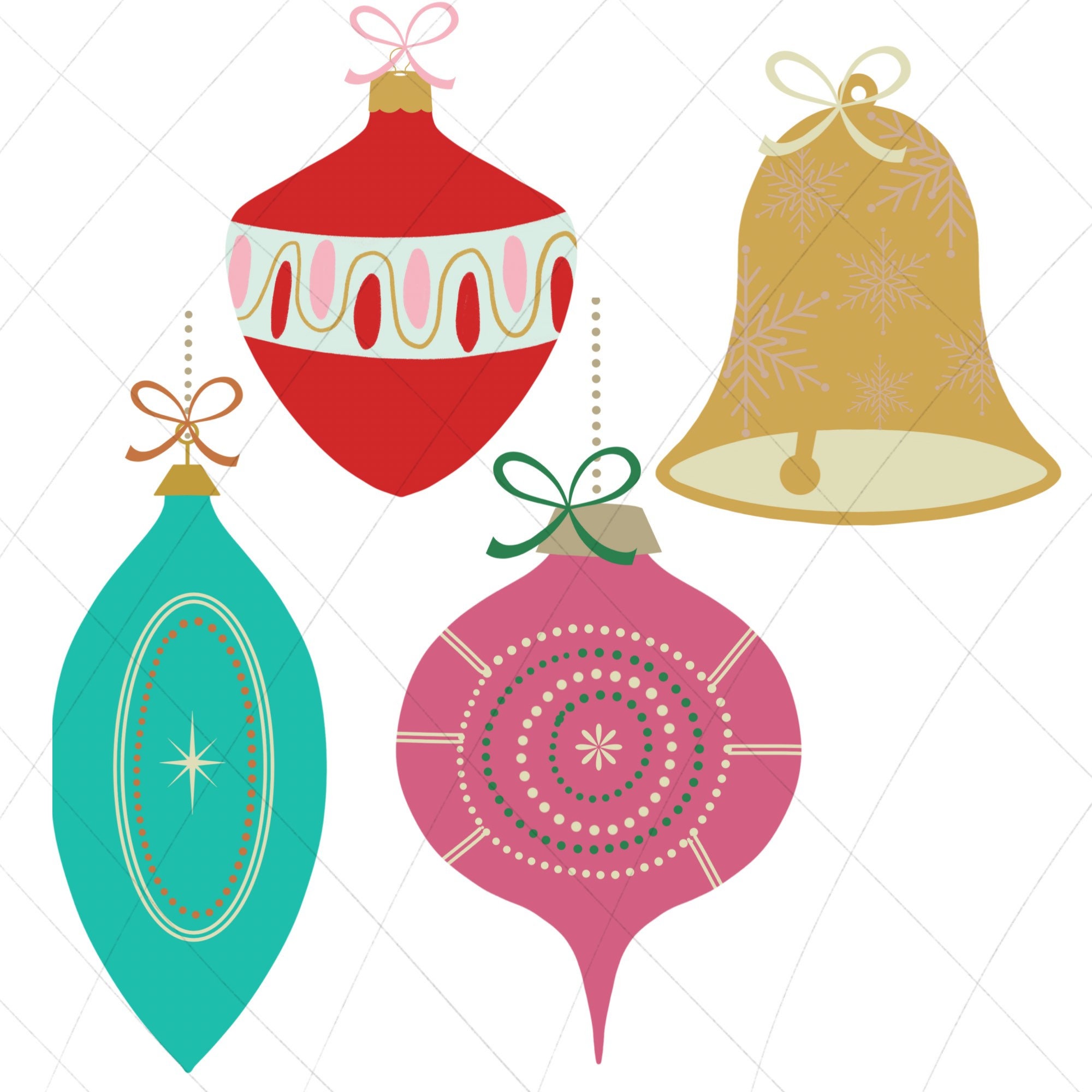 Christmas Clipart Retro Christmas Ornament Clipart Holiday - Etsy