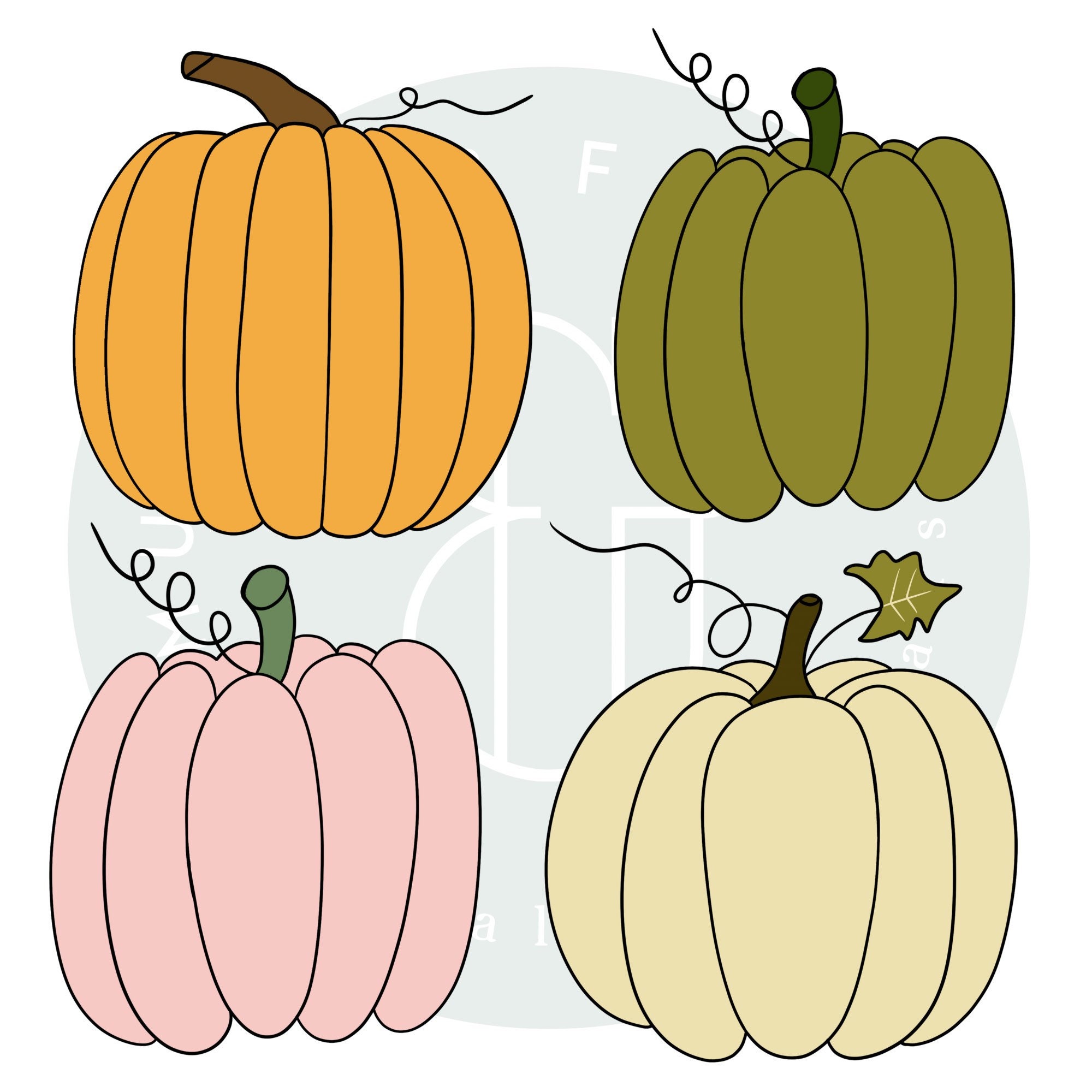 Fall Pumpkin Clipart, Autumn Clip Art Pumpkins, Pumpkin Bundle Png ...