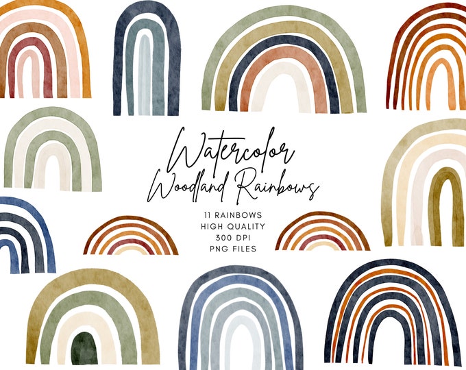 Boho Rainbow Clipart, Retro Clipart Bundle, Spring Clipart, Daisy ...