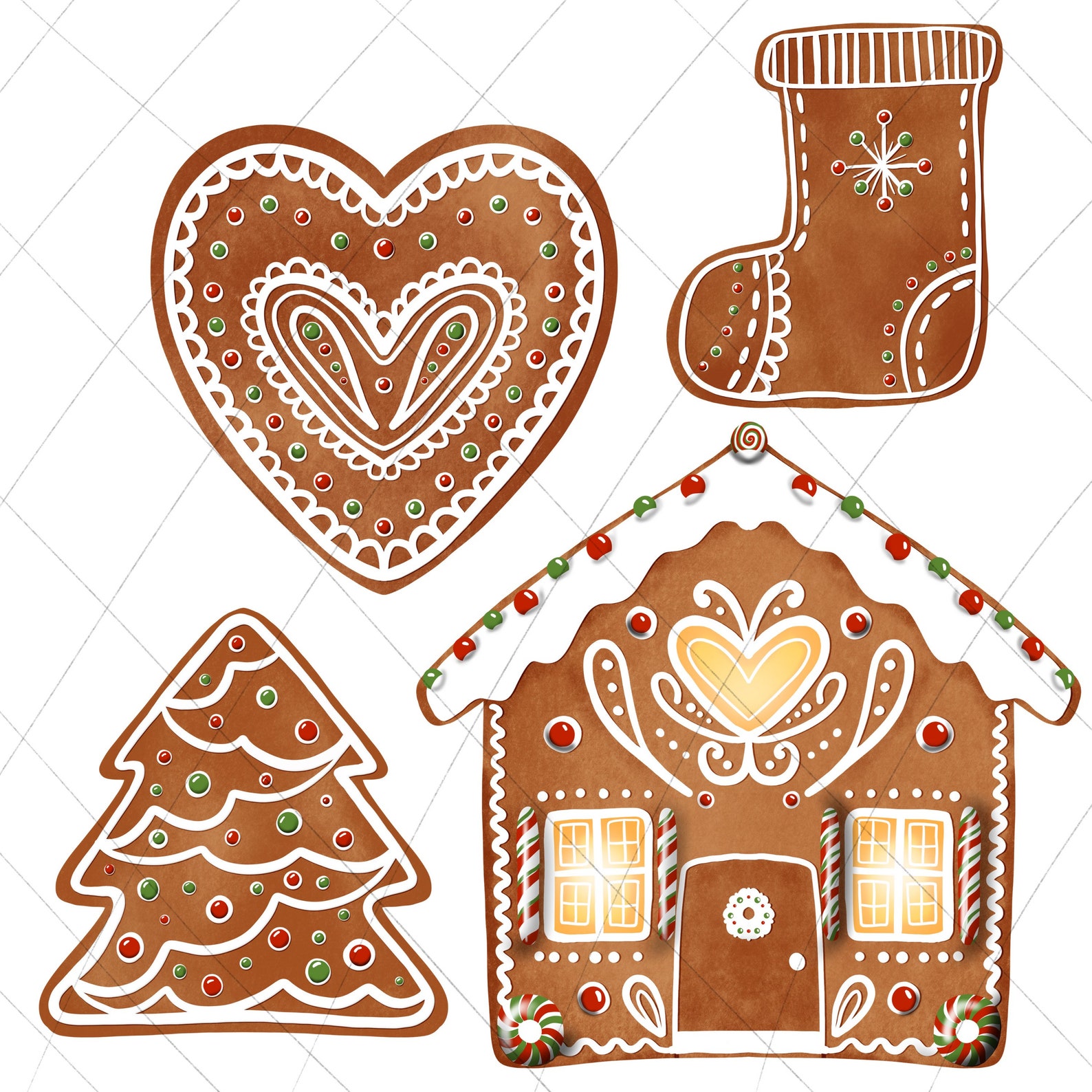 Gingerbread Clipart, Christmas Clip Art, Holiday Cookies PNG, Winter ...