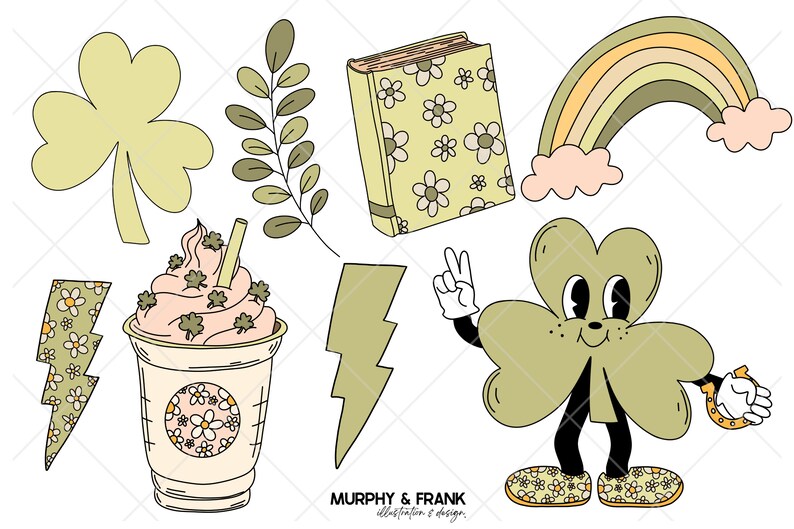 Retro Clipart St Patricks Day Clipart Spring Clipart Retro - Etsy