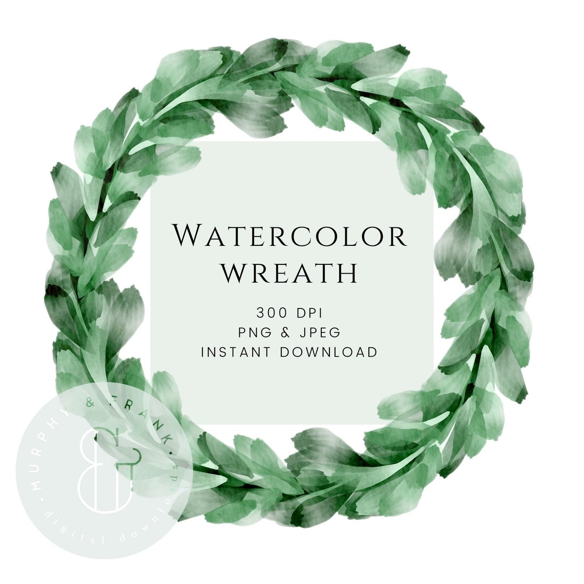 Watercolor Greenery Clipart, Wreath Clipart, Watercolour Wreath Png ...