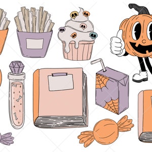Groovy Halloween Clipart, Groovy Clipart Bundle, Fall Clipart, Pastel ...