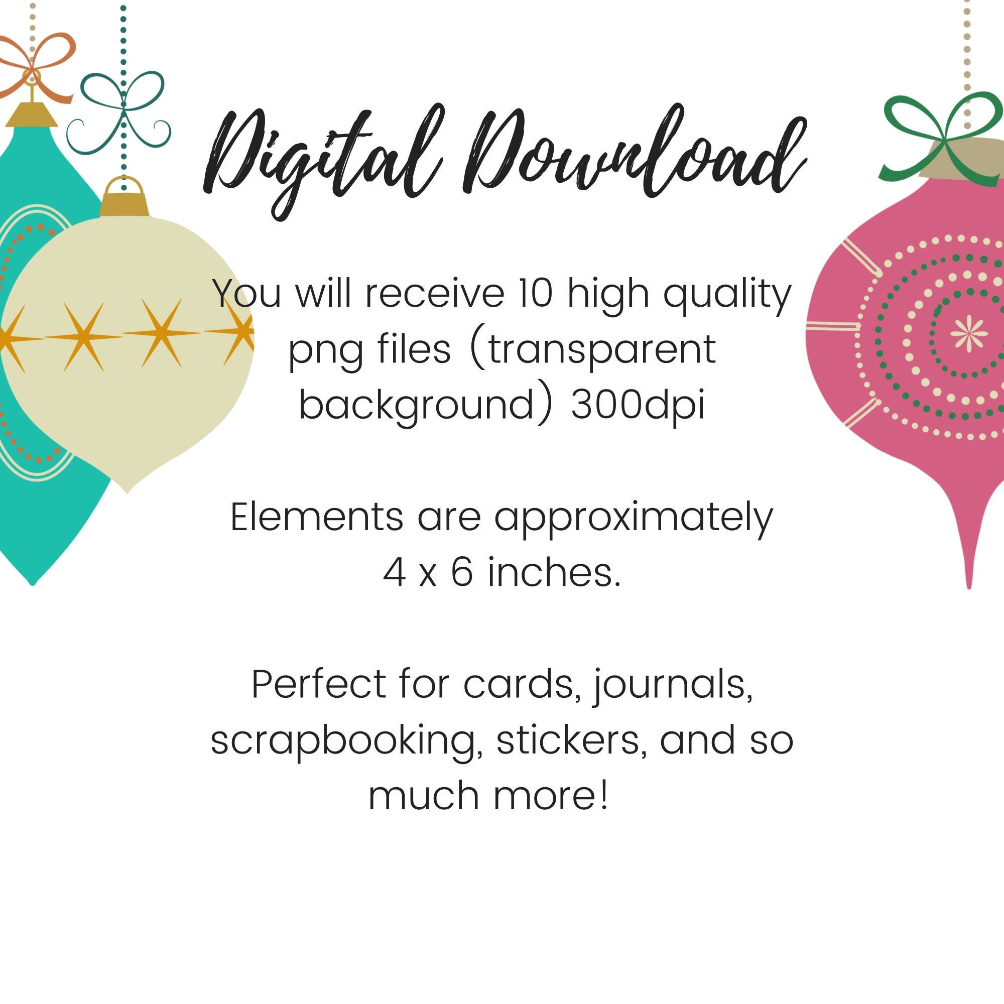 Christmas Ornament Clipart Retro Christmas Clipart Holiday - Etsy