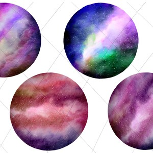 Outer Space Clipart, Watercolor Galaxy Clipart Bundle, Moon Clipart ...