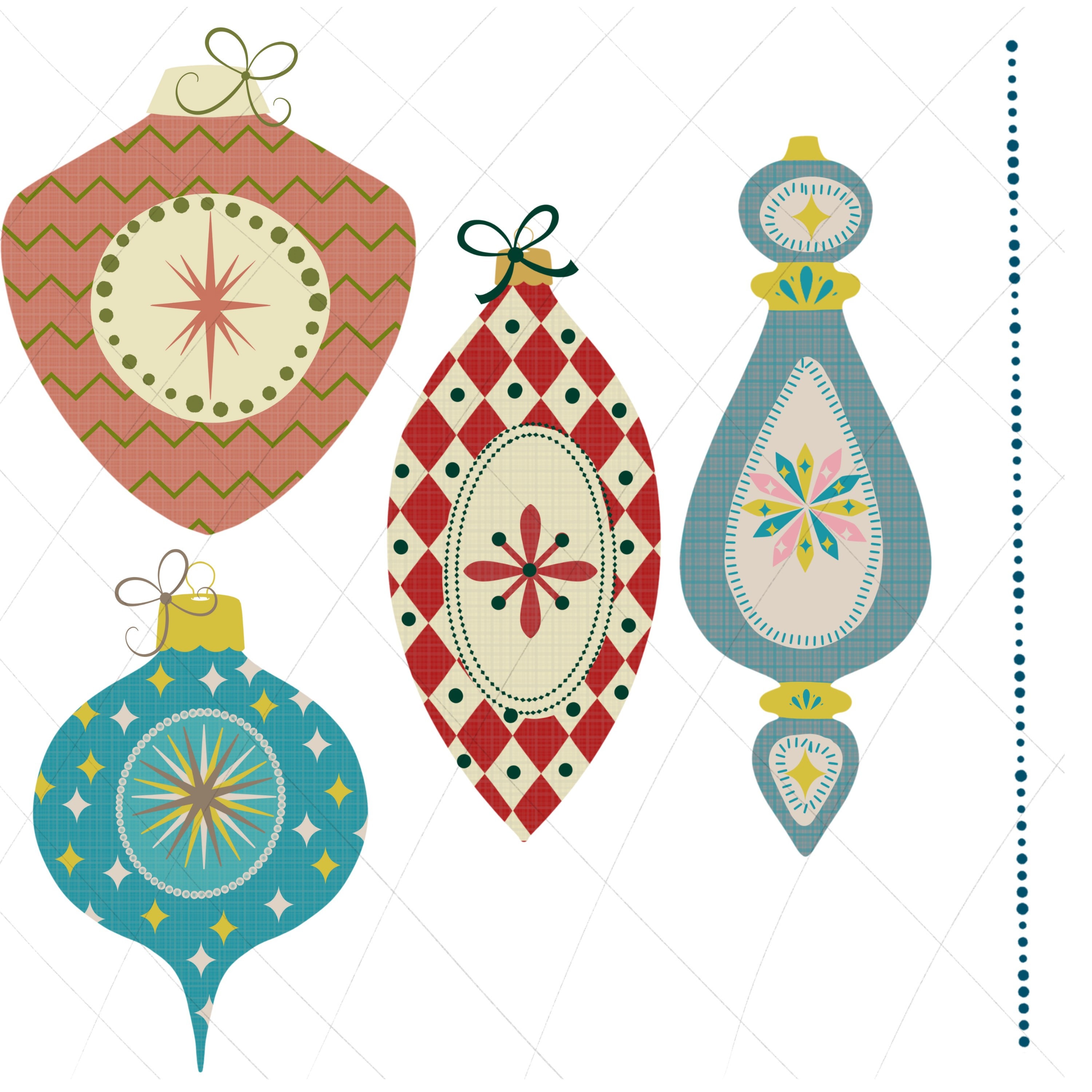 Christmas Clipart Retro Christmas Ornament Clipart Holiday - Etsy