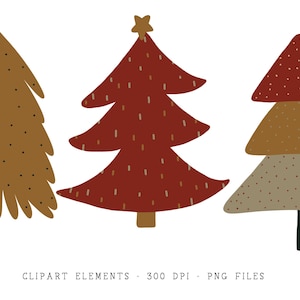 Christmas Tree Clipart, Boho Christmas Clipart, Christmas Clip Art ...