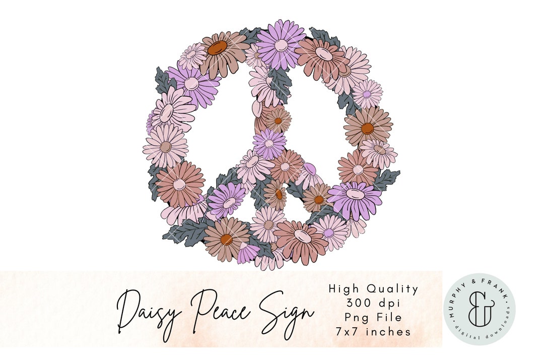 Retro Sublimation Png, Peace Sign Png, Daisy Clipart, Retro Flowers ...