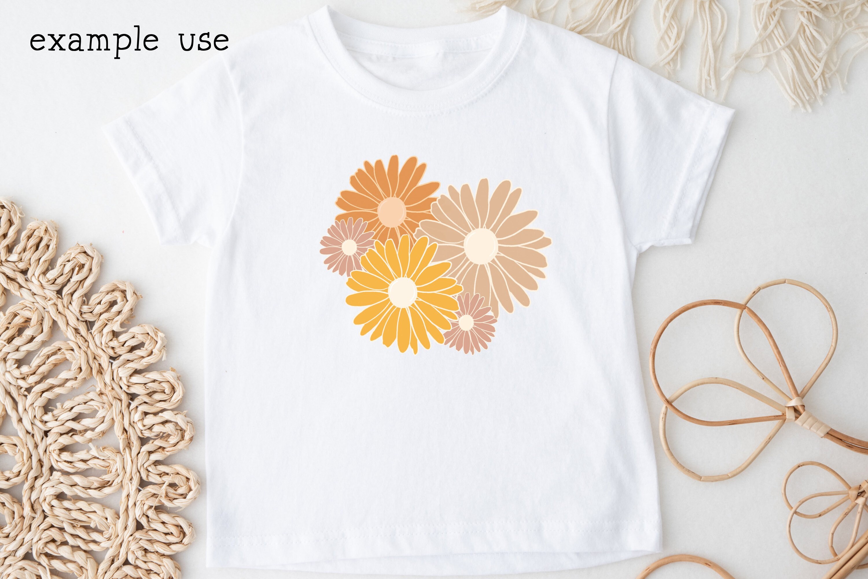 Pastel Retro Daisy Clipart Boho Clipart Flowers Flower - Etsy