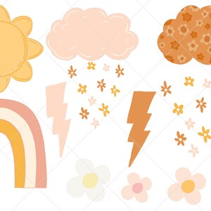 Boho Rainbow Clipart, Retro Clipart Bundle, Spring Clipart, Daisy ...