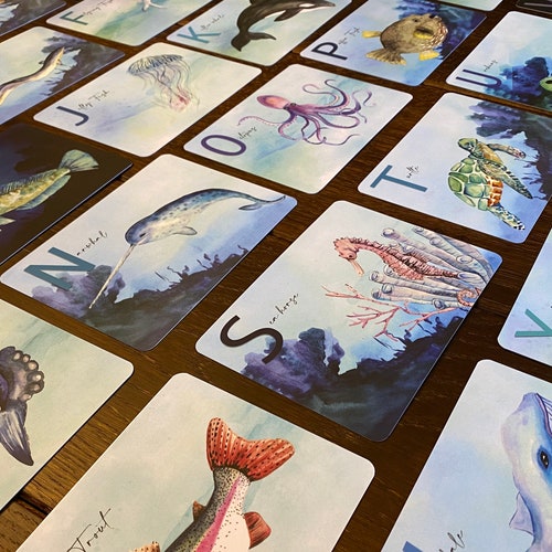 Underwater World: A-Z Educational Aquatic Alphabet Flash Cards - Etsy UK