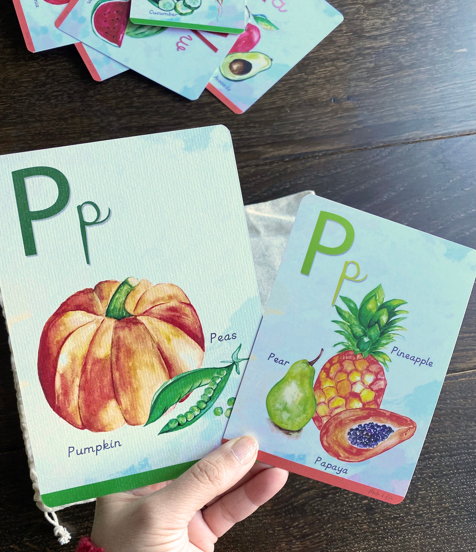 A-Z Fruits & Vegetable Alphabet Flash Cards Set for - Etsy