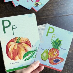 A-Z Fruits & Vegetable Alphabet Flash Cards Set for Educational Play ...