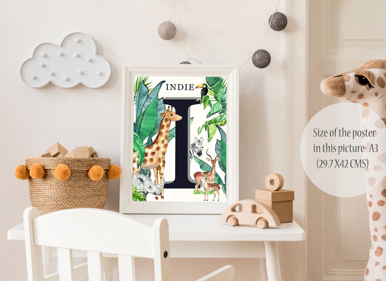 Tropical Jungle Animal Name Poster Personalise Your Nursery - Etsy