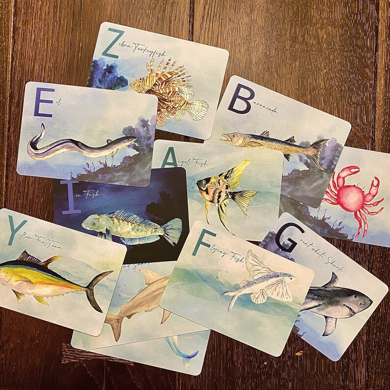 Underwater World: A-Z Educational Aquatic Alphabet Flash Cards - Etsy UK
