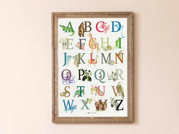Hand-painted Animal Alphabet Poster Baby Nursery Toddler | Etsy