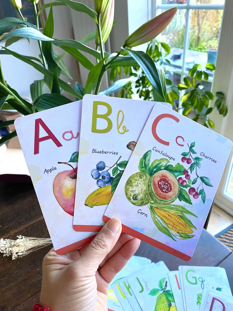 A-Z Fruits & Vegetable Alphabet Flash Cards Set for - Etsy