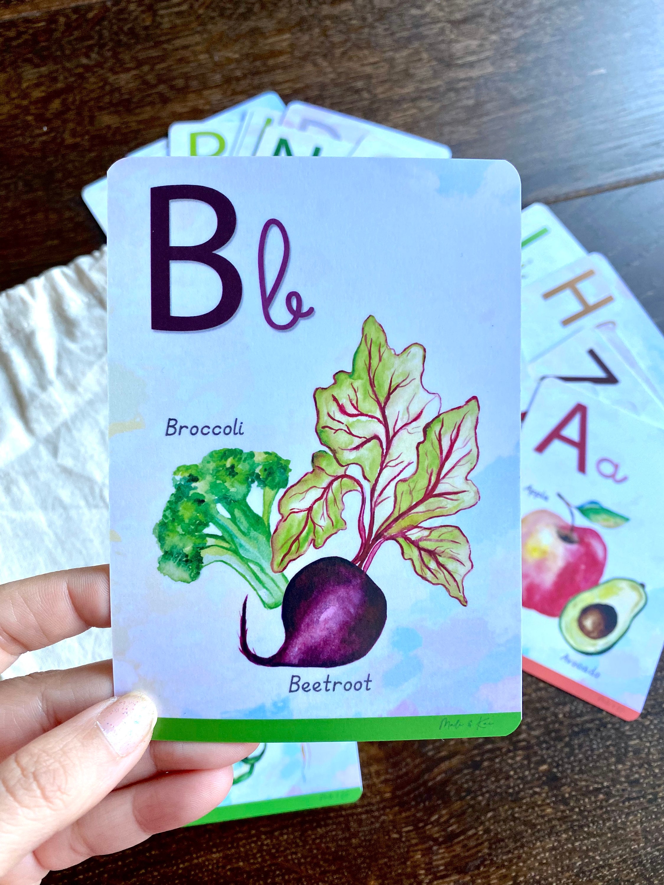 A-Z Fruits & Vegetable Alphabet Flash Cards Set for - Etsy