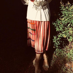 Turkish Skirt of Heavy Woven Cotton With Red Stripes - Etsy