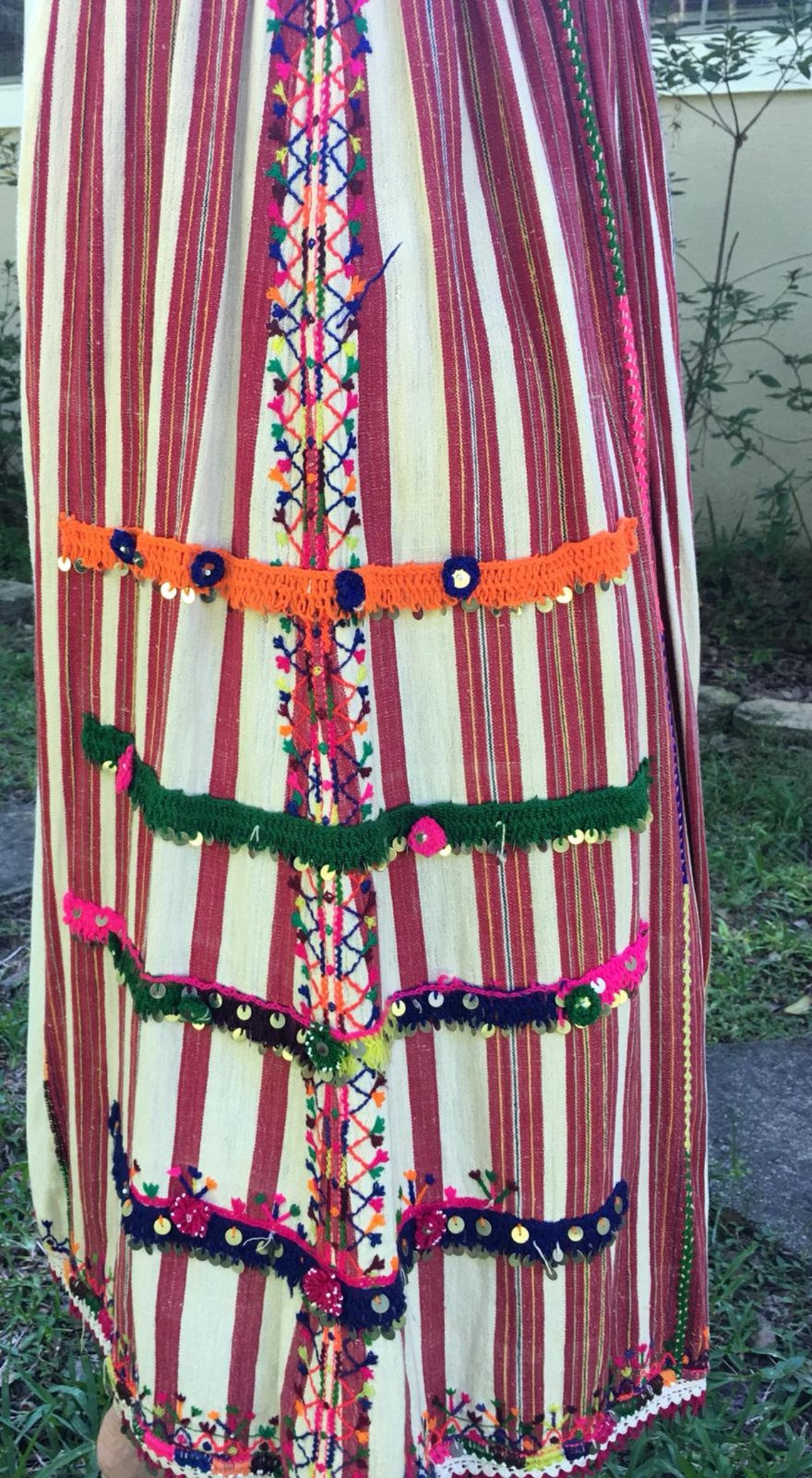 Turkish Skirt of Heavy Woven Cotton With Red Stripes - Etsy