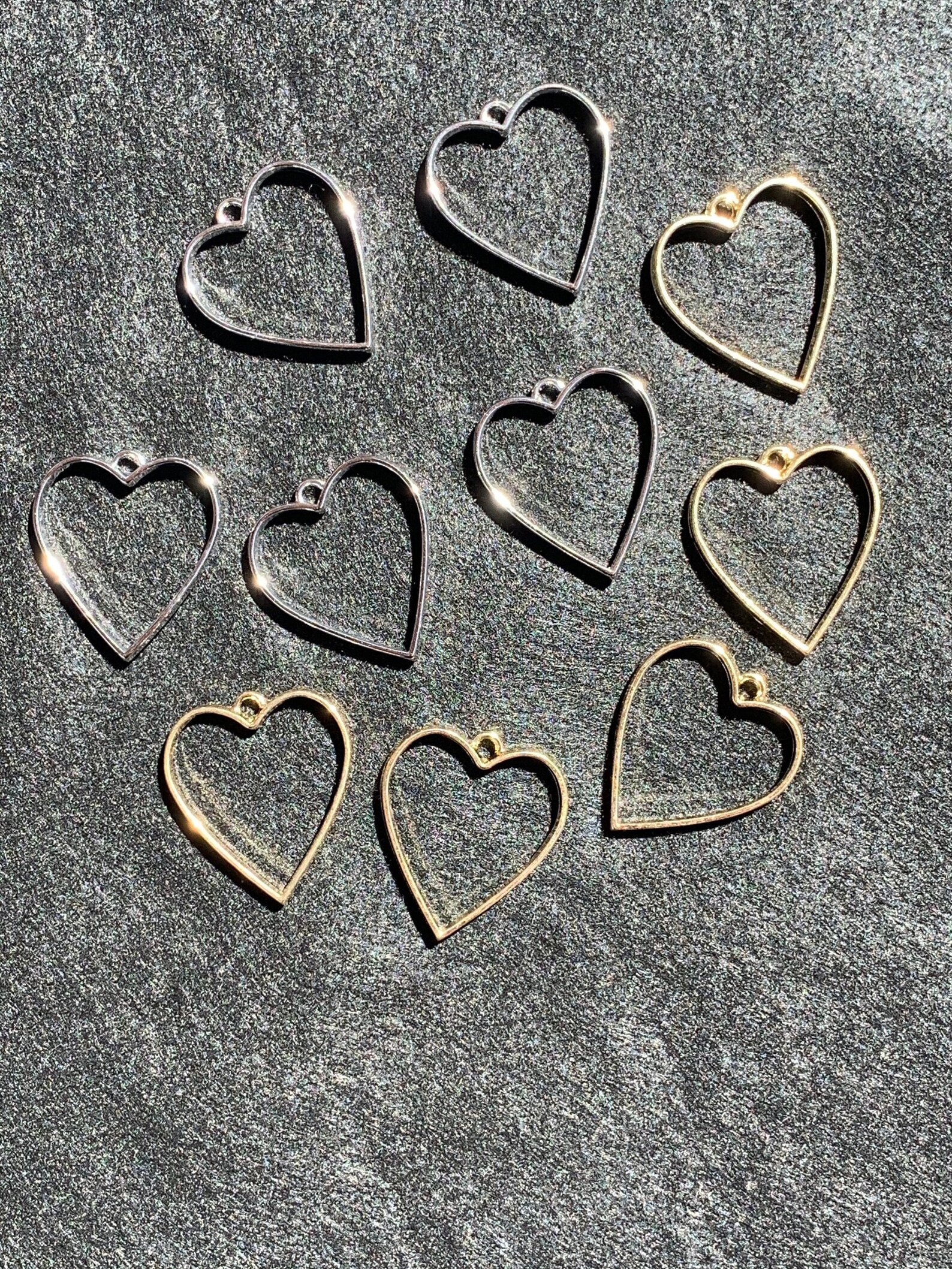 HEART Open Back Bezels Silver or Gold 5 Pc Bezel Blanks | Etsy