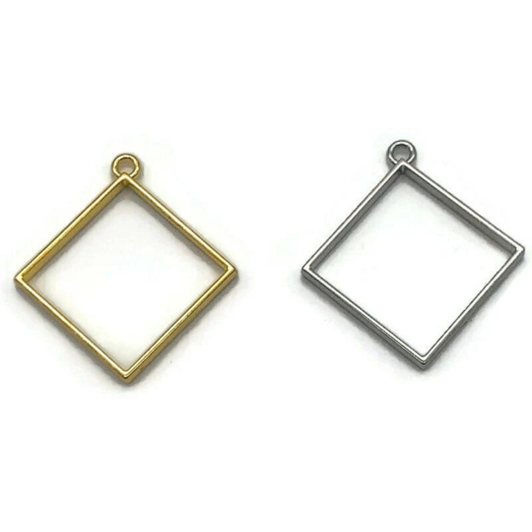 5 Pcs Square Open Back Bezels: Gold or Silver Resin Pendants - Etsy