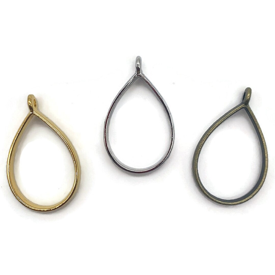 5+PC, Open Back Bezel, TEARDROP, Gold, Siliver or Bronze, Bezel for ...