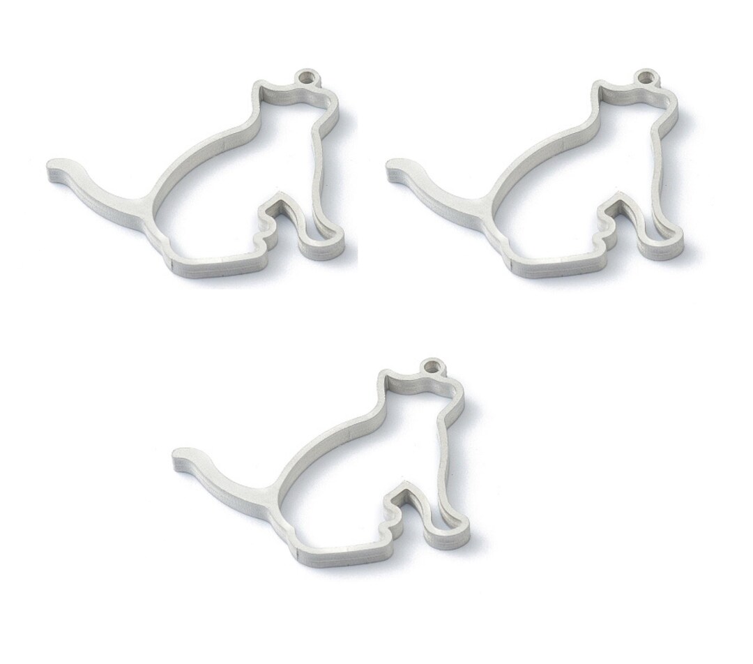 Stainless Steel Color, Adorable Cat Bezel: DIY Earring & Pendant ...
