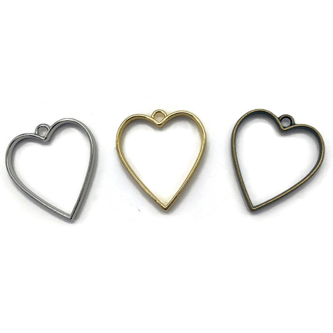 5 Pc+ HEART Open Back Bezel, Bezel for Resin, Gold, Silver or Bronze ...