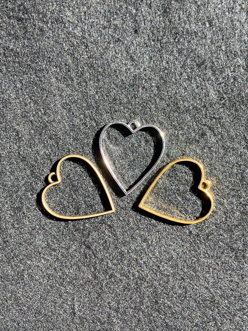 5 Pc HEART Open Back Bezel Bezel for Resin Gold Silver or | Etsy