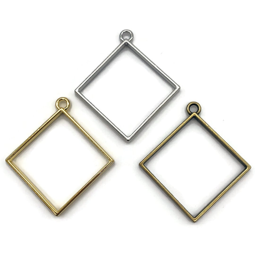 5pc+ SQUARE Open Back Bezel, Gold, Silver & Bronze Bezel for Resin ...
