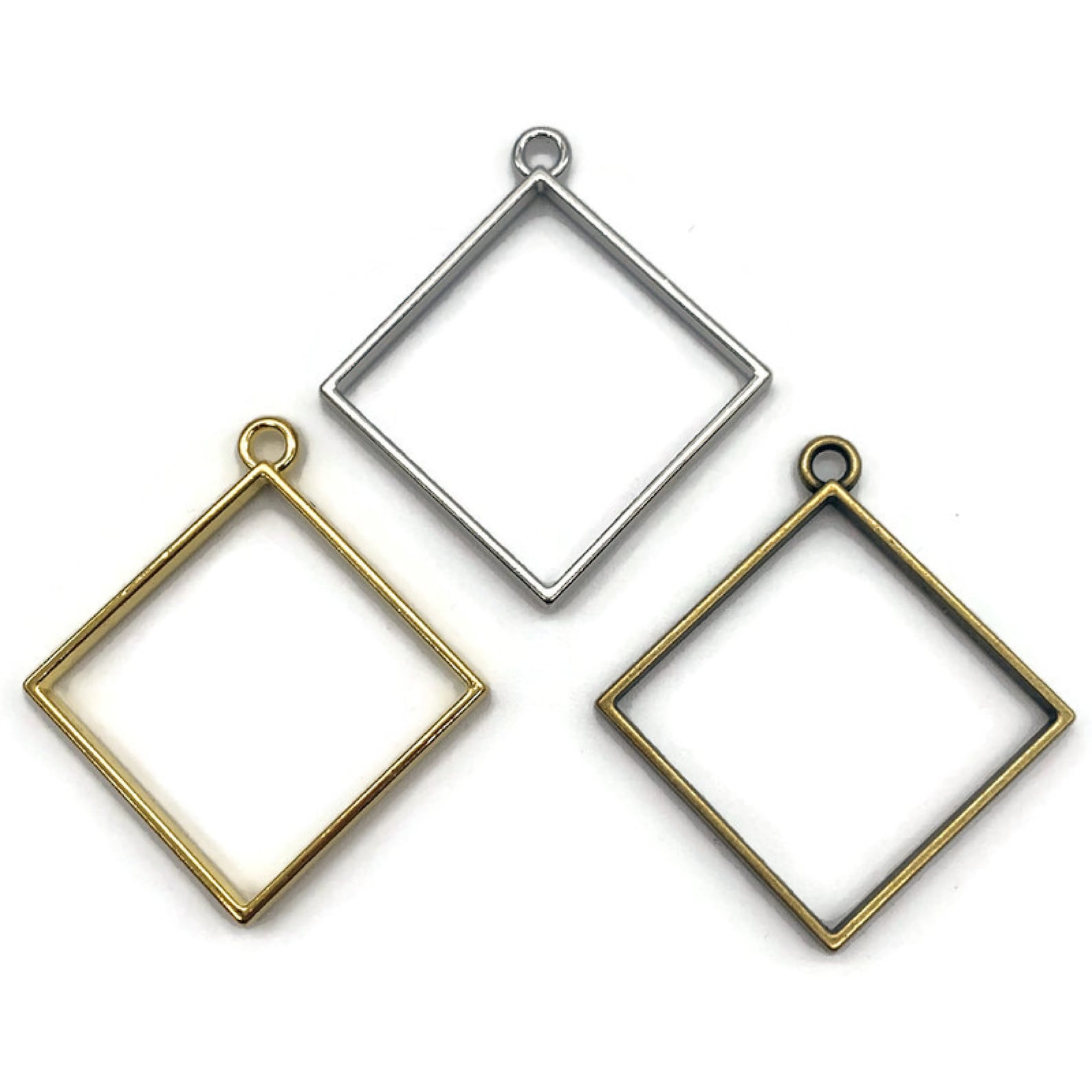5pc SQUARE Open Back Bezel Gold Silver & Bronze Bezel for - Etsy