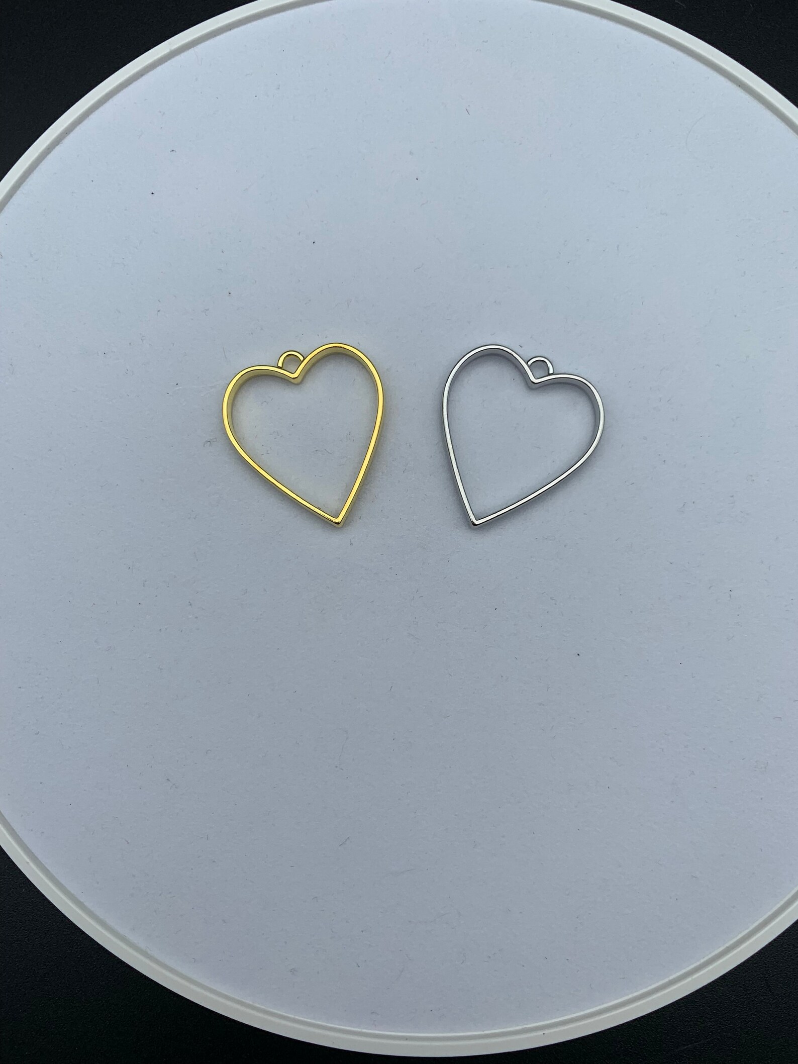 HEART Open Back Bezels Silver or Gold 5 Pc Bezel Blanks | Etsy
