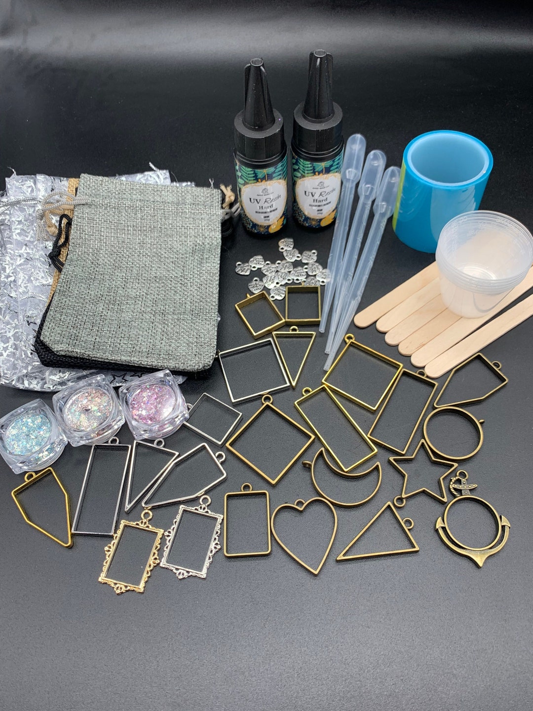 64 PC, Resin Starter Kit, UV Resin Kit, Resin Jewelry Kit, Resin DIY ...