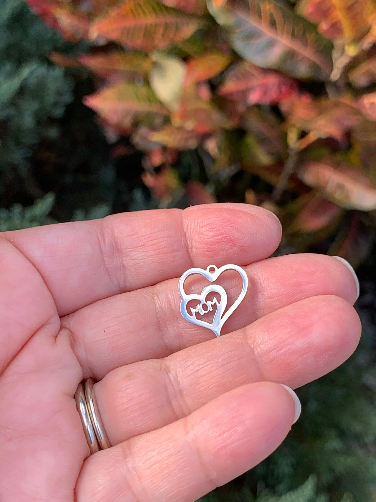 5 PC Double Heart Love Mom Charm 15mm Charms for Mom | Etsy