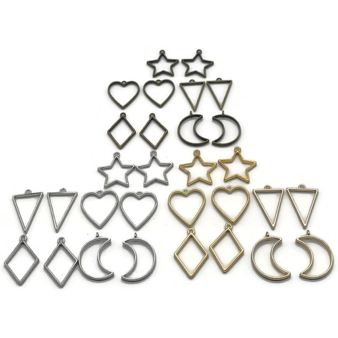 30 Pcs Open Back Bezels: Gold, Platinum & Bronze Resin Pendants - Etsy