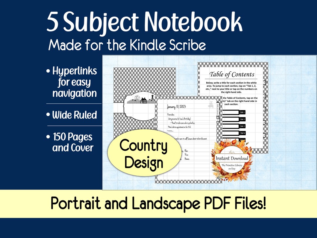 Kindle Scribe Templates Notebook, Country, Farmhouse Style, Note Taking ...